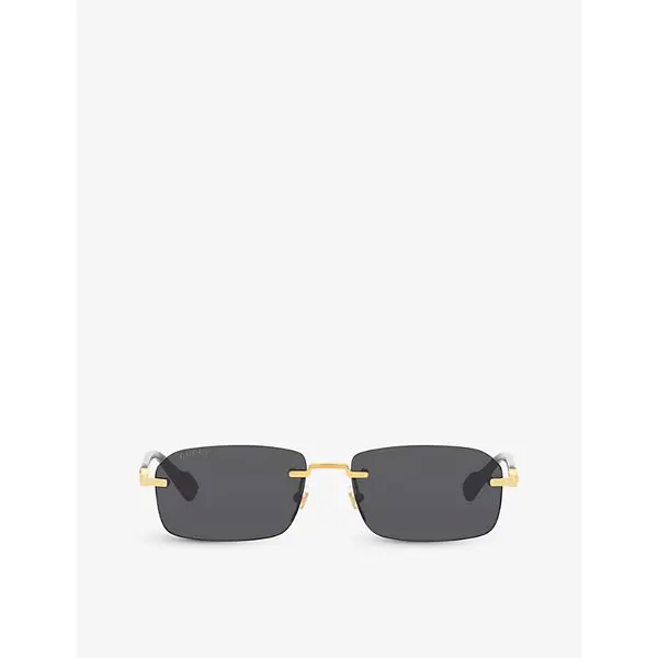 Gucci Gg1221s Rectangular-frame Metal Sunglasses - Gold