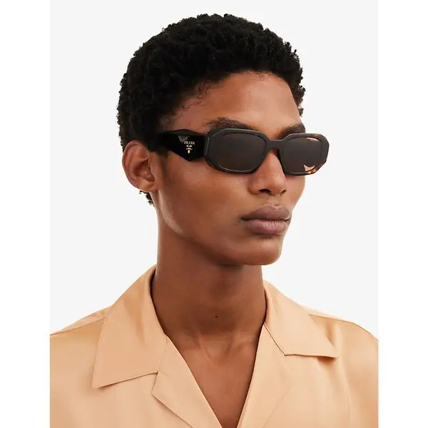 Prada Pr 17ws Rectangular-frame Sunglasses - Brown