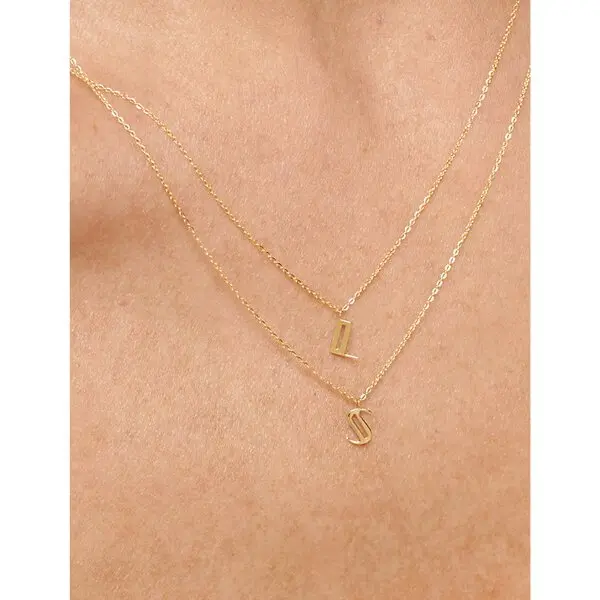 Monica Vinader Small Letter S 14ct Pendant Necklace - Yellow Gold