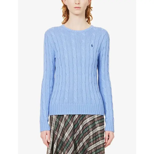 Polo Ralph Lauren Julianna Cable-knit Cotton Top - New Litchfield Blue