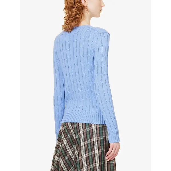 Polo Ralph Lauren Julianna Cable-knit Cotton Top - New Litchfield Blue