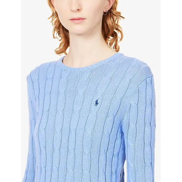 Polo Ralph Lauren Julianna Cable-knit Cotton Top - New Litchfield Blue