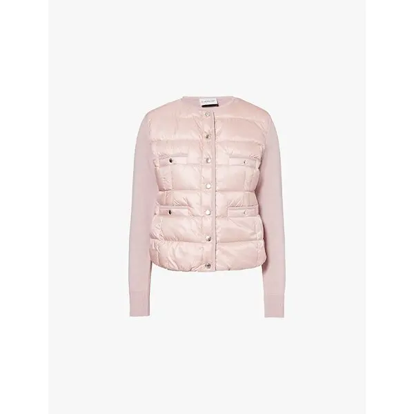 Moncler Branded-patch Quilted Wool-down Cardigan