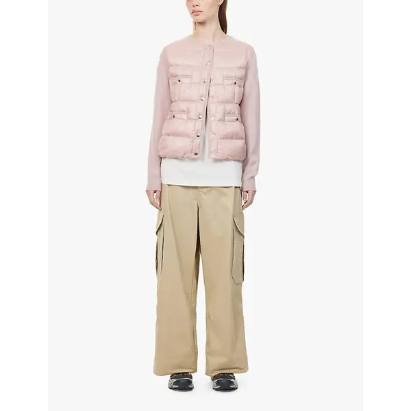 Moncler Branded-patch Quilted Wool-down Cardigan