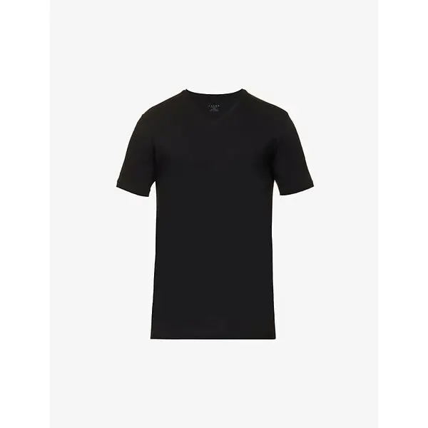 Falke Regular-fit V-neck Stretch-cotton T-shirt Xxl - Black