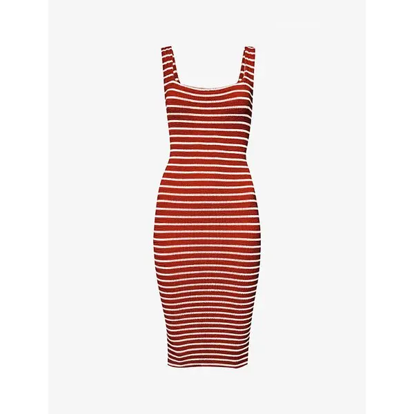 Hunza G Striped Square-Neck Mini Dress In Red/White - 51% Off | Editorialist