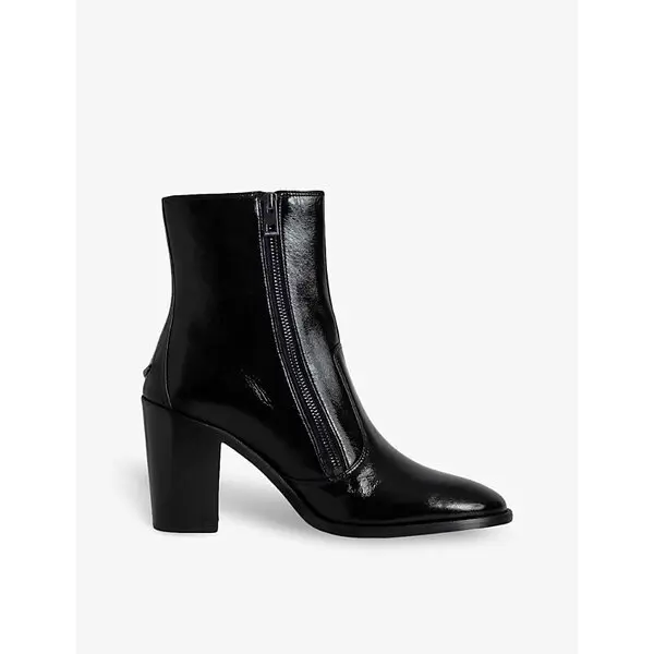 Zadig&Voltaire Wing-embellished Heeled Leather Ankle Boots - Noir