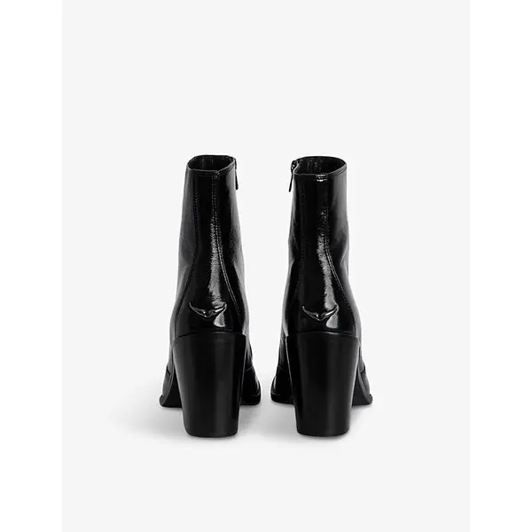 Zadig&Voltaire Wing-embellished Heeled Leather Ankle Boots - Noir