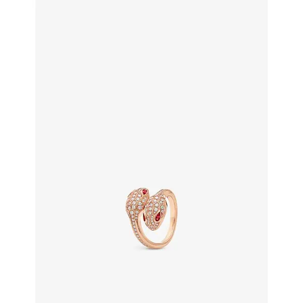 BVLGARI Serpenti Seduttori Rose-gold Diamond And Rubellite Ring - Rose Gold