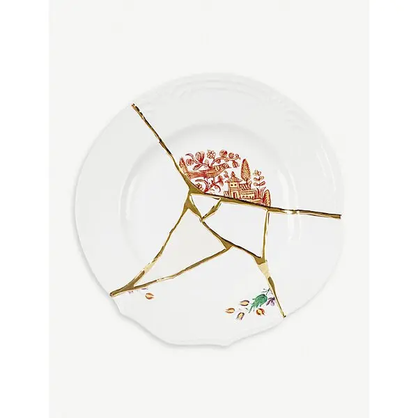 SELETTI Kintsugi N1 Porcelain And 24ct Gold Dinner Plate 27cm - One-color