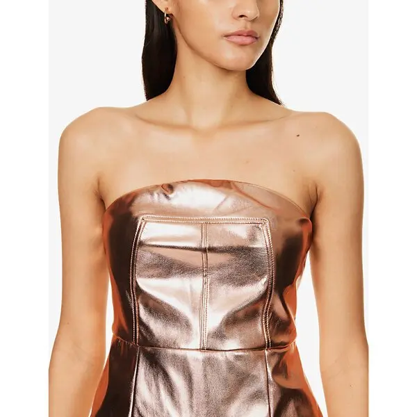 Amy Lynn Metallic Faux-Leather Maxi Dress In Rose Gold - 46% Off |  Editorialist