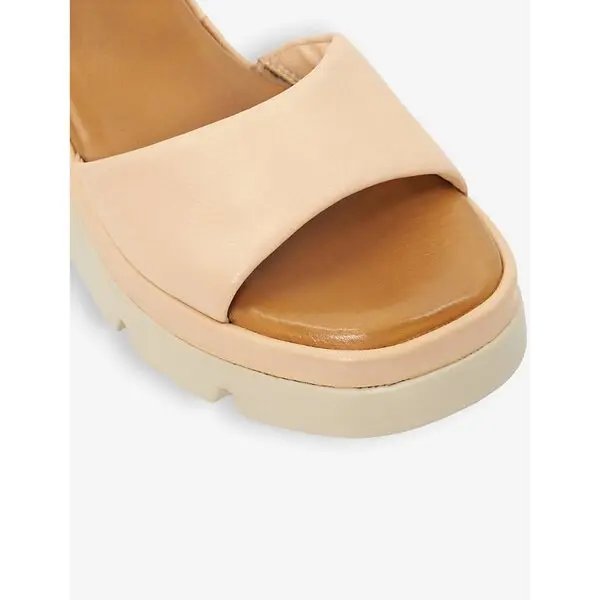 Dune Komodo Leather Wedge Sandals In Blush-Leather 48% Off