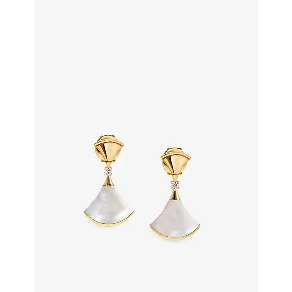 BVLGARI Divas' Dream 18ct Yellow-gold, Diamond And Mother-of-pearl Drop Earrings - Yellow Gold