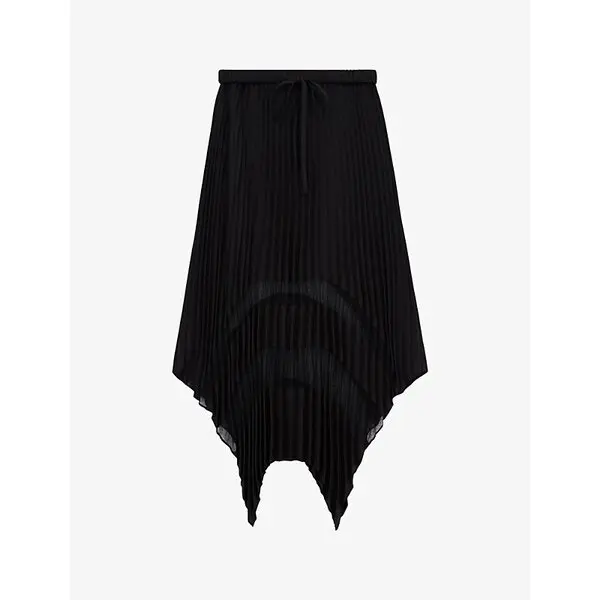 The Kooples Sheer-panel Asymmetric-hem Midi Skirt
