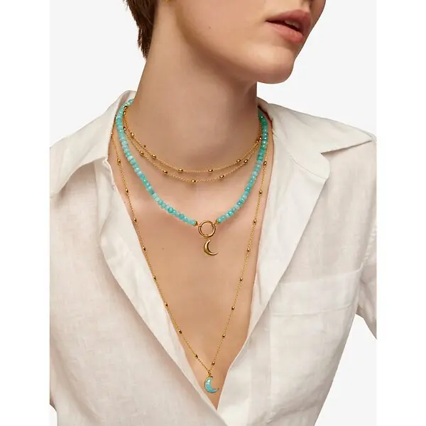 Monica Vinader Vermeil Sterling Silver And Amazonite Beaded Necklace