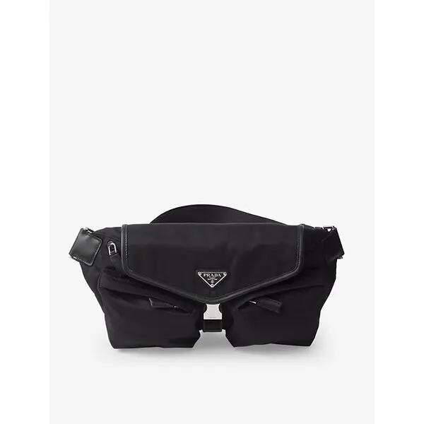 Prada Re-nylon And Leather Shoulder Bag - Black