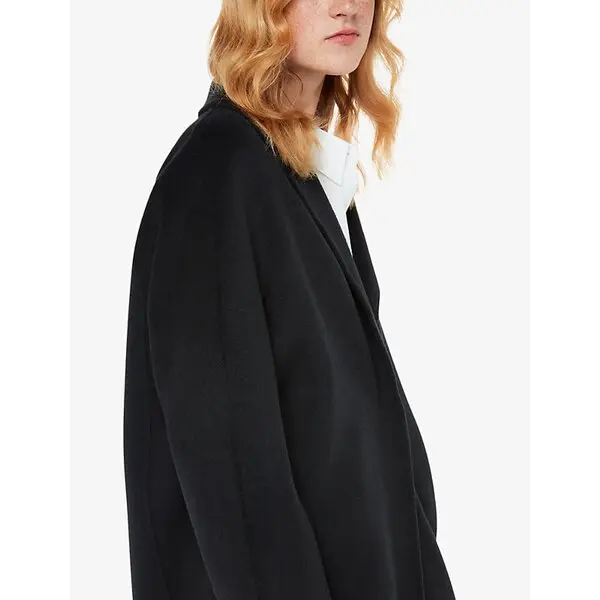 Whistles Julia Double-Faced Wool-Blend Coat In Black 38% Off