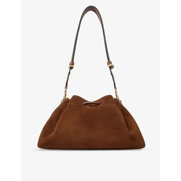 JIMMY CHOO Cinch Suede Shoulder Bag - Tan/gold