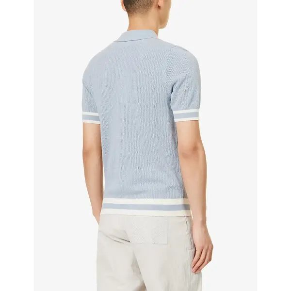 CHE Quinn Stripe-trimmed Cotton-knit Polo Shirt - Powder Blue