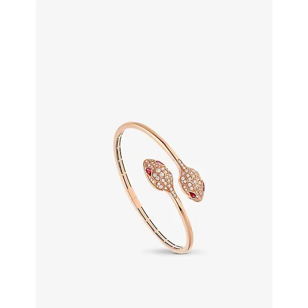 BVLGARI Serpenti Diamond Bangle Bracelet - Rose Gold