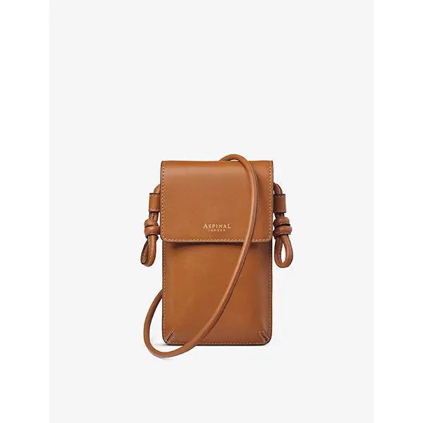 ASPINAL OF LONDON Ella Leather Cross-body Phone Case - Tan