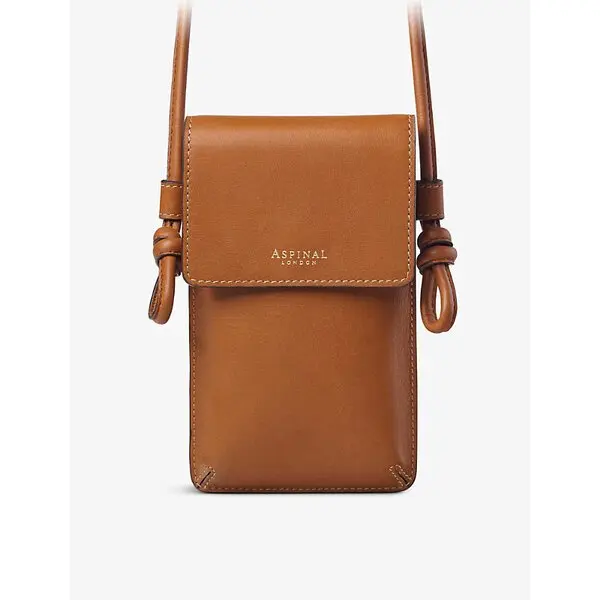 ASPINAL OF LONDON Ella Leather Cross-body Phone Case - Tan