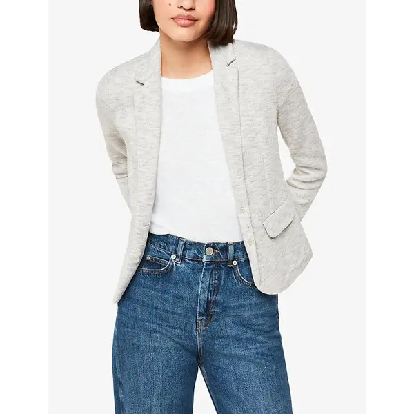 Whistles Slim-fit Single-breasted Cotton-jersey Jacket - Grey