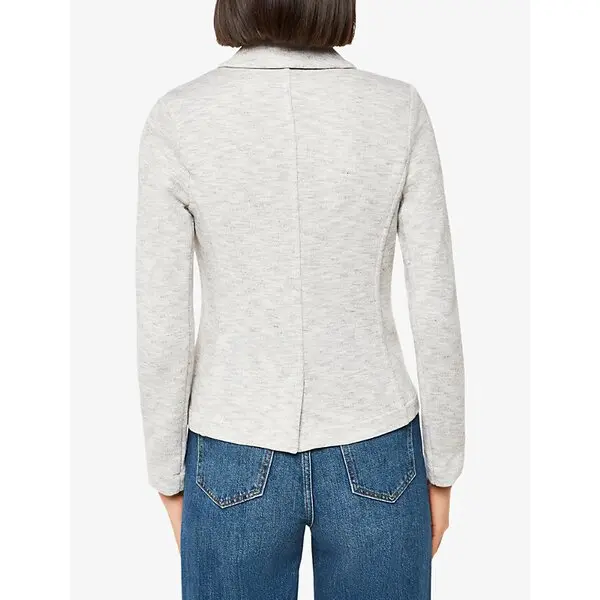 Whistles Slim-fit Single-breasted Cotton-jersey Jacket - Grey