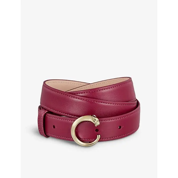 CARTIER Panthère De Medium Buckled Leather Belt - Red
