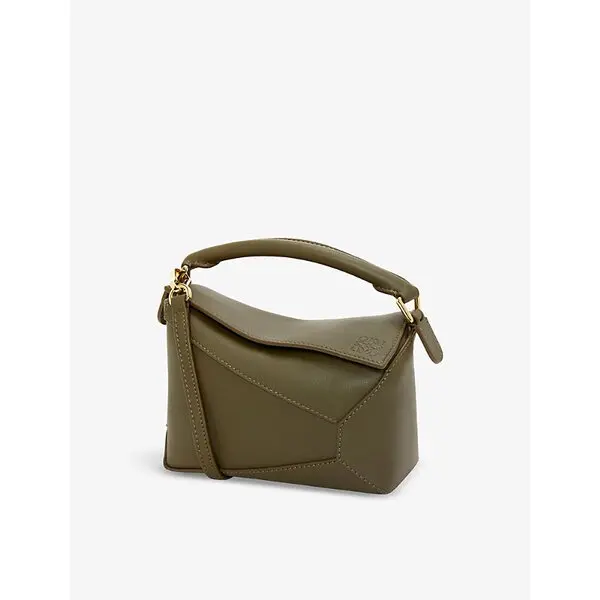 Loewe Puzzle Edge Mini Leather Shoulder Bag - Dark Khaki Green