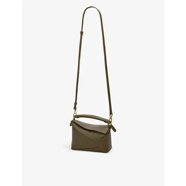 Loewe Puzzle Edge Mini Leather Shoulder Bag - Dark Khaki Green