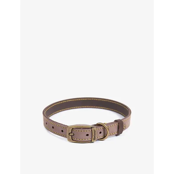 Barbour Leather Dog Collar With Brass Hardware - Brown