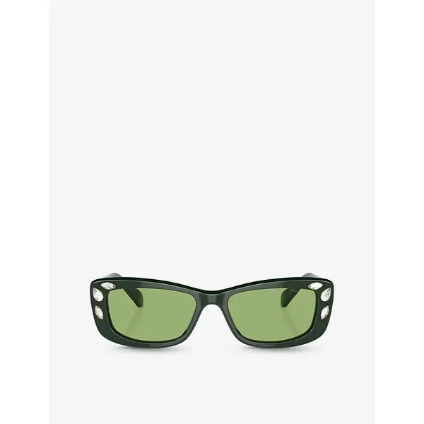 SWAROVSKI Sk6008 Rectangle-frame Sunglasses - Green