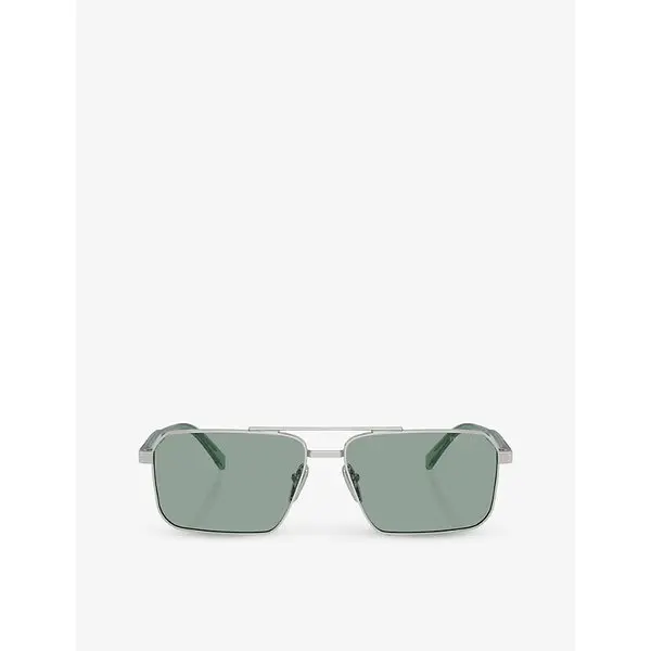 Prada Rectangle Metal Sunglasses - Silver