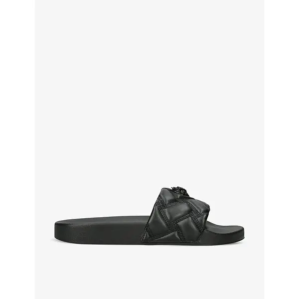 Kurt Geiger Meena Eagle-embellished Faux-leather Flat Sandals - Black