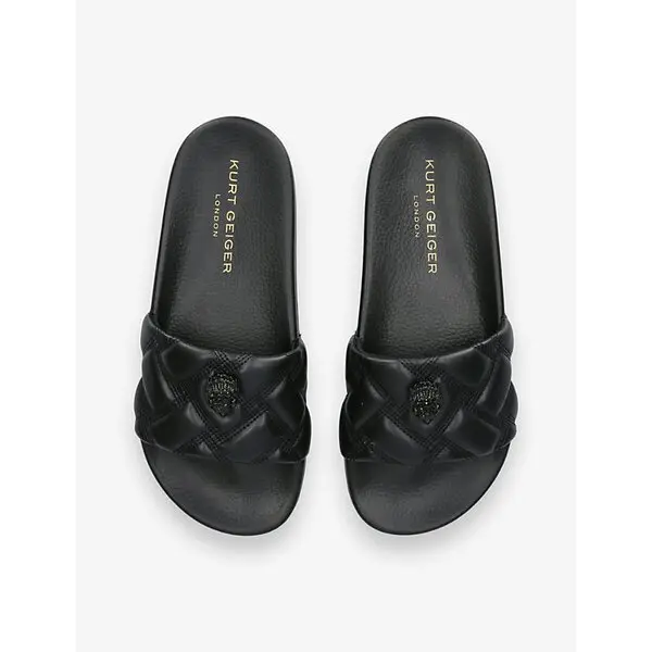 Kurt Geiger Meena Eagle-embellished Faux-leather Flat Sandals - Black