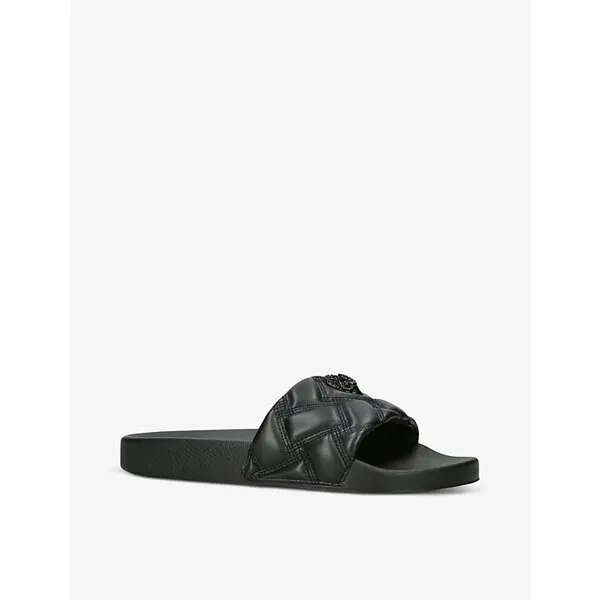 Kurt Geiger Meena Eagle-embellished Faux-leather Flat Sandals - Black