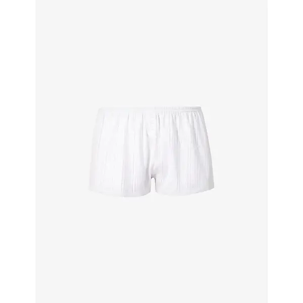 COU COU Pointelle High-rise Cotton Shorts - 001 White