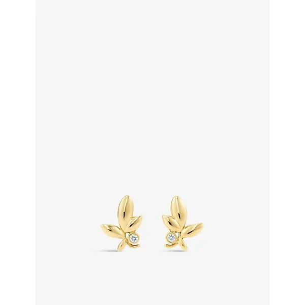 Tiffany & Co. Olive Leaf Diamond And 18ct Yellow Gold Earrings - 18k Gold