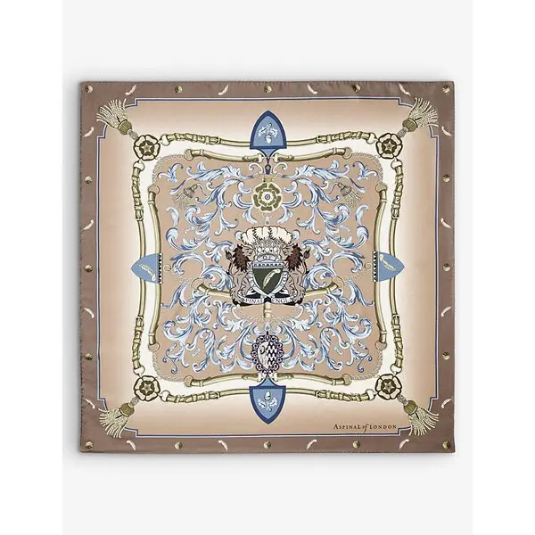 ASPINAL OF LONDON Signature Print Silk Scarf - Latte