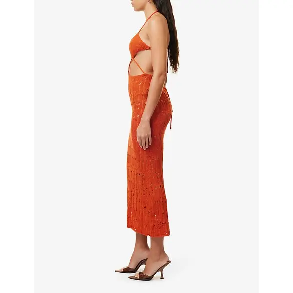 Jaded London Rumba Knitted Maxi Dress In Orange - 70% Off | Editorialist