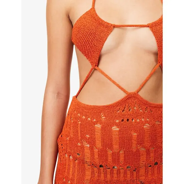 open knit halter dress Black main image 0
