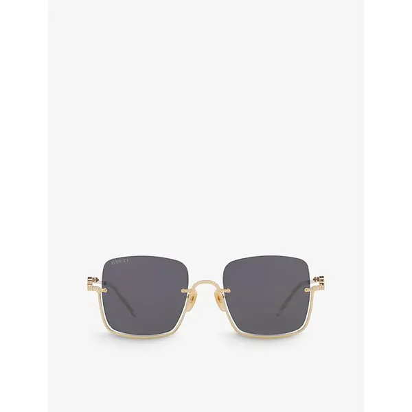 Gucci Rectangle-frame Metal Sunglasses - Gold