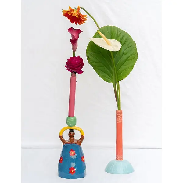 LAETITIA ROUGET Nina Hand-painted Ceramic Candleholder 25cm - One-color
