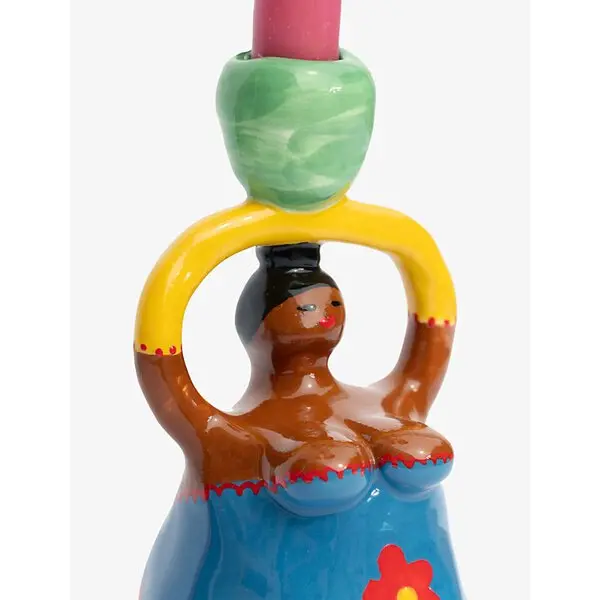 LAETITIA ROUGET Nina Hand-painted Ceramic Candleholder 25cm - One-color