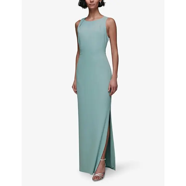 Whistles Tie Back Stretch-crepe Maxi Dress - Light Green
