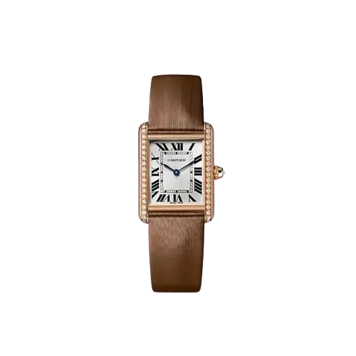 CARTIER Tank Louis 18ct Diamond Leather Mechanical Watch - Rose Gold