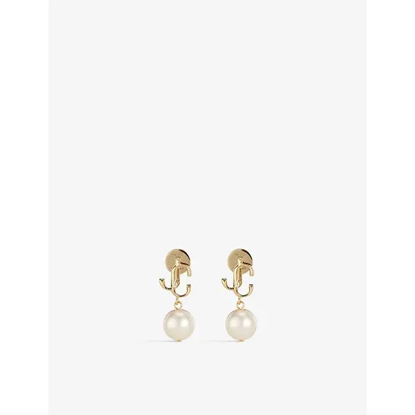 JIMMY CHOO Jc Logo Pearl Earrings - Gold/white