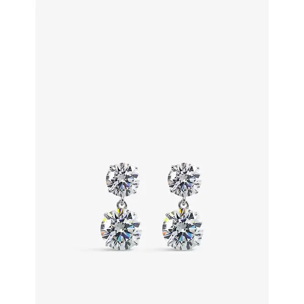 CARAT* LONDON Gia 9ct White-gold And 3.00ct Cubic Zirconia Drop Earrings - Silver