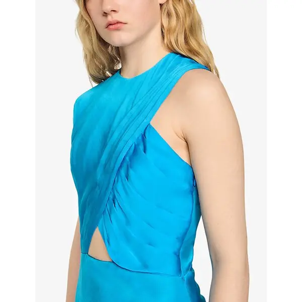 open lace back dress SANDRO FERRONE WOMEN'S ONE SHOULDER DRESS IN BLACK VELVET – Caneva '937 main image 1